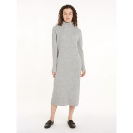 Tommy Hilfiger Strickkleid »WOOL CASH ROLL-NK LONG DRESS« mit Logostickerei, in Rippoptik Light Grey Htr XXXL(46) - N-Gr N-Gr XXXL(46) Modisches...