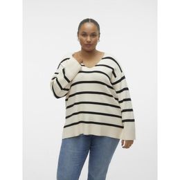 Vero Moda CURVE Strickpullover »VMCSABA LS V-NECK PULLOVER GA NOOS CUR« Birch Stripes:BLACK XL XL Pullover von Vero Moda Curve
