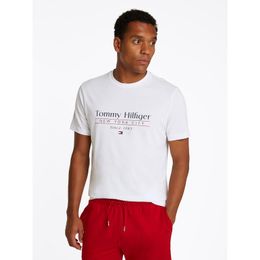 Tommy Hilfiger T-Shirt »HILFIGER CENTER STACK TEE«, mit großem Schriftprint White XL XL Rundhalsshirt von Tommy Hilfiger Menswear