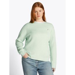 Tommy Hilfiger Curve Rundhalspullover »CRV CO CABLE C-NK LS SWEATER« in Großen Größen, Zopfmuster, Logostickerei Opal Green 48 48 Pullover von...