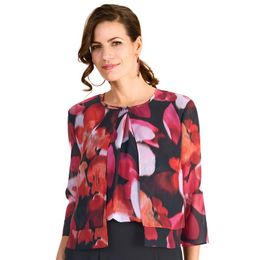 HERMANN LANGE Collection Blusenblazer transparent, mit floralem Muster rot-schwarz 54 54 Blusenjacke von HERMANN LANGE Collection