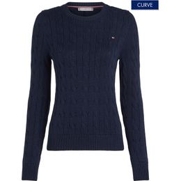 Tommy Hilfiger Curve Rundhalspullover »CRV CO CABLE VAR LS C-NK SWT« in Großen Größen, mit Zopfmuster, Langarm Dark Night Navy 46 46 Pullover von...