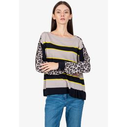 Sportalm KITZBÜHEL Rundhalspullover mit Animalprint beige schwarz 36 36 Pullover mit Streifen und Animalprint von Sportalm Kitzbühel