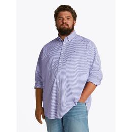 Tommy Hilfiger Big & Tall TOMMY HILFIGER BIG & TALL Langarmhemd »BT-FLEX POPLIN CL STP SHIRT-B«, in Großen Größen, Logostickerei Wedge Blue / Optic White XXL - N-Gr N-Gr XXL...