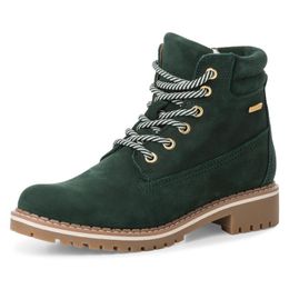 Tamaris Winterboots, Blockabsatz, Schnürboots, Outdoorschuh mit Duo-Tex-Ausstattung grün 38 38 Lässiger Schnürboots mit weich gepolstertem Schaftrand