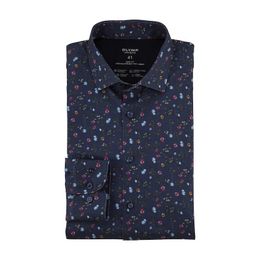 OLYMP Damen OLYMP Businesshemd &raquo;24/7 - Level 5 - Jersey&laquo; Mit kreativem Flower-Print blau 43, N-Gr