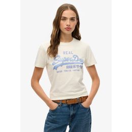 Superdry Kurzarmshirt »VL RHINESTONE SLIM TEE« Dusty White S S Cooles Shirt von Superdry