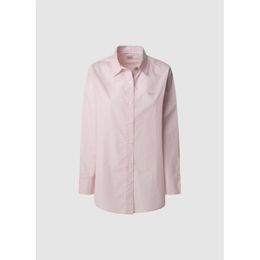 Pepe Jeans Hemdbluse mit Ton-in-Ton Logostickerei auf der Brust SOFT PINK M (38) M (38) Bluse von Pepe Jeans