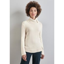 Street One Strickpullover Kragen mit Knopfdetail cream white melange 46 46 Strickpullover f&uuml;r Damen von Street One
