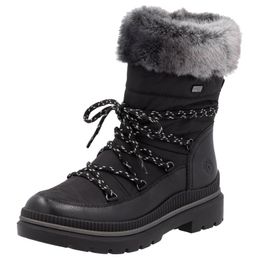 Remonte Winterboots, Blockabsatz, Winterstiefelette mit wasserabweisender TEX-Membran schwarz-grau 39 39 Outdoorschuh im Bergsteigerlook mit &Ouml;sen