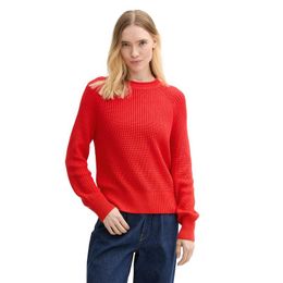 Tom Tailor Denim Strickpullover mit Strick-Struktur Scarlet Red L (40) L (40) V-Ausschnitt-Pullover von Tom Tailor Denim