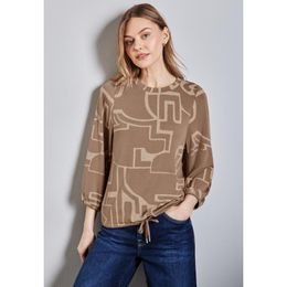 Street One Rundhalspullover mit All-Over Print sheer beige 34 34 3/4 Arm Shirt von Street One