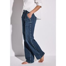 Street One High-waist-Jeans mit Nieten Dark Blue Wash 30 - Länge 30 Länge 30 30 Jeanshose im Loose Fit von Street One
