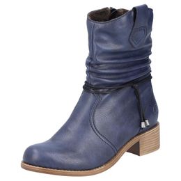 Rieker Winterstiefelette, Boots, Blockabsatz, slouchy Schaft, mit Innenreißverschluss dunkelblau 43 43 Stiefelette mit Zierkordel am Schaft