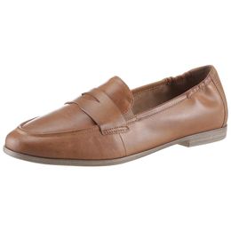 Tamaris Slipper, Blockabsatz, Businessschuh, mit klassischem Zierriegel cognac 42 42 Zeitloser Schlupfschuh mit zwei kleinen Stretcheinsätze