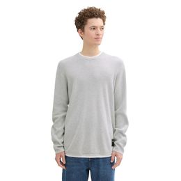 Tom Tailor Denim 2-in-1-Pullover mit Struktur light stone grey melange L L Pullover von Tom Tailor Denim
