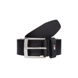 Tommy Hilfiger Ledergürtel »ADAN HERRINGBONE 3.5« Einfachdornschließe, Metallpatch Black