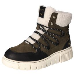 Mustang Shoes Winterboots, Schnürboots, Snowboots mit praktischem Innenreißverschluss khaki 37 37 Winterboots mit Fellimitat-Besatz