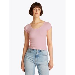 Tommy Jeans Kurzarmshirt »TJW SLIM VNECK GMD RIB SS« mit Rollkanten, im femininen Stil Precious Pink M (38) M (38) Kurzarmshirt von Tommy Jeans