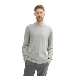 Tom Tailor Rundhalspullover mit Logostickerei bright stone grey melange S S Strickpullover von Tom Tailor