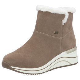 Remonte Winterstiefelette, Keilabsatz, Stiefelette, Winterboots, wasserabweisende TEX-Membran beige-weiß 44 44 Keilstiefelette mit kuscheligem...