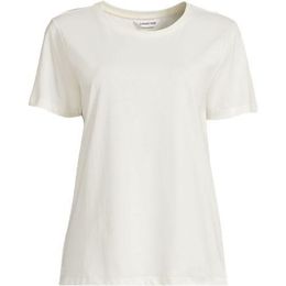 LANDS' END Supima T-Shirt mit Rundhalsausschnitt, Damen,  Wei&szlig;, Baumwolle, by Lands' End