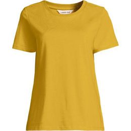 LANDS' END Supima T-Shirt mit Rundhalsausschnitt, Damen,  Gelb, Baumwolle, by Lands' End