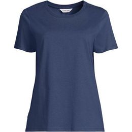 LANDS' END Supima T-Shirt mit Rundhalsausschnitt, Damen,  Blau, Baumwolle, by Lands' End