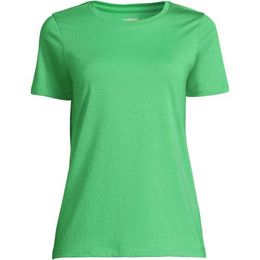 LANDS' END Supima Kurzarm-Shirt mit rundem Ausschnitt, Damen,  Gr&uuml;n, Baumwolle, by Lands' End