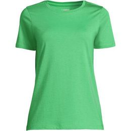 LANDS' END Supima Kurzarm-Shirt mit rundem Ausschnitt, Damen,  Gr&uuml;n, Baumwolle, by Lands' End