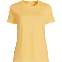 LANDS' END Supima Kurzarm-Shirt mit rundem Ausschnitt, Damen,  Gelb, Baumwolle, by Lands' End
