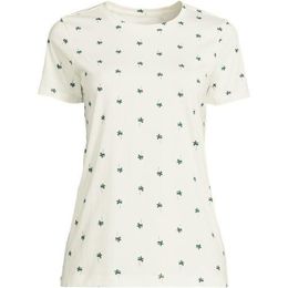 LANDS' END Supima Kurzarm-Shirt mit rundem Ausschnitt, Damen,  Gr&uuml;n, Baumwolle, by Lands' End