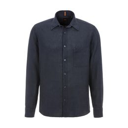 BOSS Orange Leinenhemd &raquo;Relegant&laquo; mit Markenlabel Dark Blue404 XL - N-Gr N-Gr XL Langarmhemd mit normalem Hemdkragen f&uuml;r klassischen Look