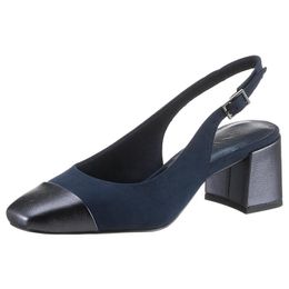 Marco Tozzi Slingpumps, Abendschuh, Sommerschuh, Blockabsatz, in modischer Karreeform navy 40 40 Slingpumps von Marco Tozzi in veganer Verarbeitung