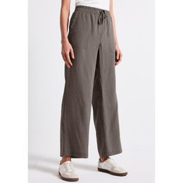 Street One Stoffhose Sommerhose mit Crinkle-Struktur, Wide Leg nomad brown 46 - L&auml;nge 30 L&auml;nge 30 46 Damenhose im Loose Fit von Street One