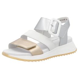 RIEKER SPORT Riemchensandale Sommerschuh, Klettschuh, Outdoorsandale mit weichem Fu&szlig;bett goldfarben-silberfarben-wei&szlig; 41 41 Sandale mit gro&szlig;er...