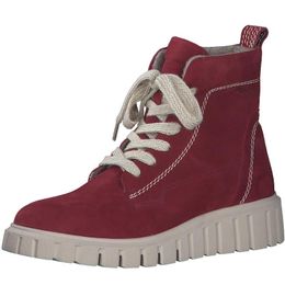 Tamaris Schnürboots, Keilabsatz, Schnürstiefelette mit zusätzlichem Innenreißverschluss rot 37 37 Modischer Schnürboots im Kontrastnähten und...