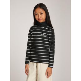 Calvin Klein Jeans Rollkragenshirt »Slim Roll Neck Stripe Ls T-Shirt« für Kinder bis 16 Jahre und mit Logoschriftzug Thin Black Ivory Stripe 4...