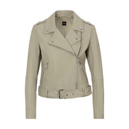 BOSS Orange Lederjacke »Sameli Premium Damenmode« mit Ziergürtel Beige/Khaki 250 34