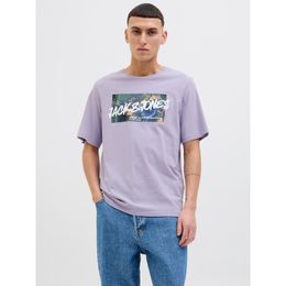 Jack & Jones JACK & JONES Print-Shirt »JJHAWAII SHAPE TEE SS CREW NECK« Languid Lavender XL XL Kurzarm für optimale Bewegungsfreiheit und sommerlichen Komfort