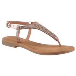 Tamaris Riemchensandale, Sandalette, Sommerschuh, Festtagsschuh, funkelnde Strasssteinchen rosa-glitzer 38 38 Sommerliche Sandalette mit Zehensteg