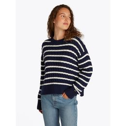 Tommy Hilfiger Rundhalspullover »SOFT CO CABLE C-NK LS SWT« mit Zopfmuster Ivory Petal/Dark Night Navy S (36) S (36) Pullover von Tommy Hilfiger