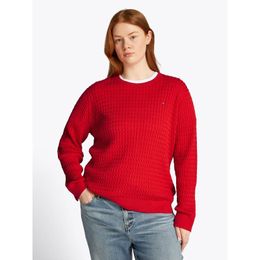 Tommy Hilfiger Curve Rundhalspullover »CRV CO CABLE C-NK LS SWEATER« in Großen Größen, Zopfmuster, Logostickerei Primary Red 48 48 Pullover von...