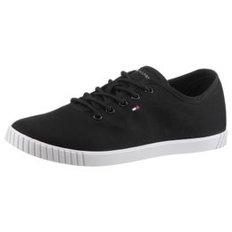 Tommy Hilfiger Sneaker »CANVAS LACE UP SNEAKER«, Freizeitschuh, Halbschuh, Schnürschuh mit gestickter Logoflagge schwarz 40 40 Basic Schnürer mit...