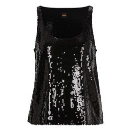 BOSS Orange Klassische Bluse »Illettes Premium Damenmode« mit Pailletten Black 001 46 46 Pailettentop von BOSS Orange Womenswear