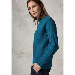 Cecil Stehkragenpullover in melierter Optik aus softem Rippstrick celestial aqua blue S (38) S (38) Strickpullover von Cecil
