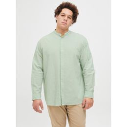 Jack & Jones PlusSize JACK & JONES PLUSSIZE Langarmhemd »JJEBREEZE LINEN BLE BAND SHIRT LS SN PLS« Iceberg Green 5XL - N-Gr N-Gr 5XL Cooles Hemd von Jack & Jones Plus Size