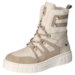 Mustang Shoes Winterboots, Schnürboots, Plateauboots, Snowboots mit Anziehlasche beige 39 39 Schnürboots mit Fellimitat-Besatz