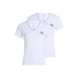 Calvin Klein Jeans T-Shirt &raquo;2-PACK MONOLOGO V-NECK TEE&laquo; Packung, 2er-Pack, mit Logomarkenlabel Brilliant White / Brilliant White S (36) S (36)...