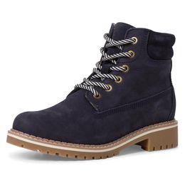 Tamaris Winterboots, Blockabsatz, Schn&uuml;rboots, Outdoorschuh mit Duo-Tex-Ausstattung navy 43 43 L&auml;ssiger Schn&uuml;rboots mit weich gepolstertem Schaftrand